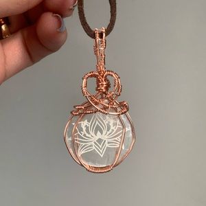 Hand Crafted | Jewelry | Lotus Etched Wire Wrapped Capiz Shell | Poshmark